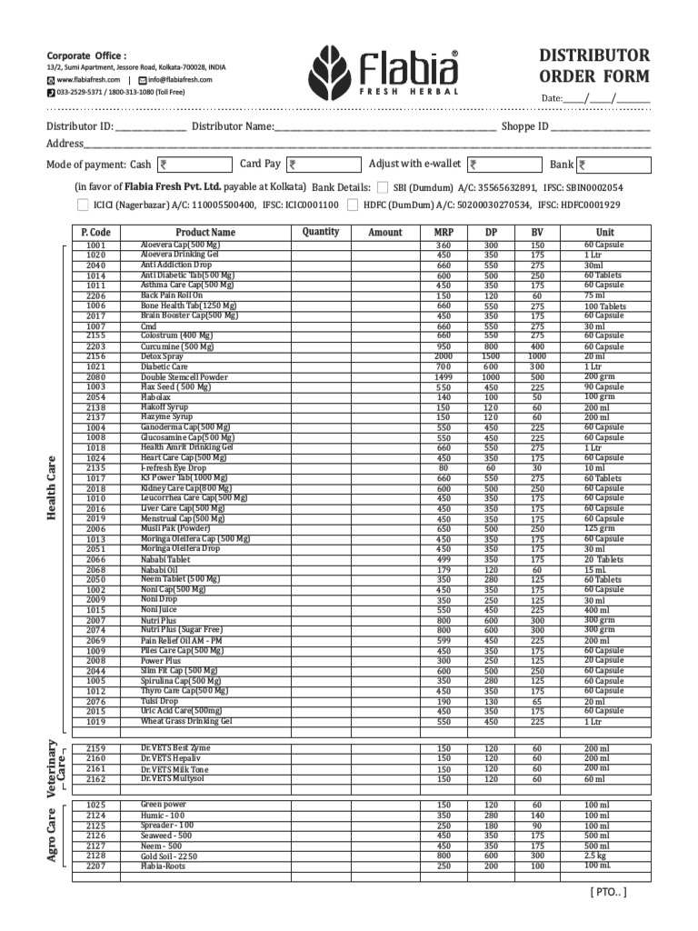 Order Form | PDF | Shampoo | Nature