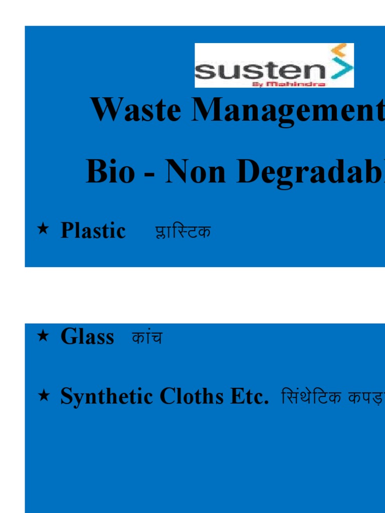 Waste Management System Bio - Non Degradable Waste: Plastic पपसससक | PDF