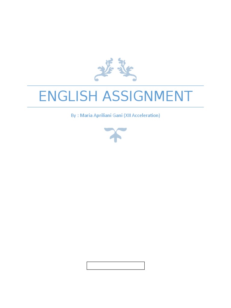 English Assignment (Maria Apriliani Gani, XII Acceleration) | PDF ...