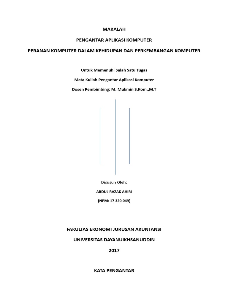 Makalah Peranan Komputer Dalam Kehidupan Dan Perkembangan Komputer | PDF