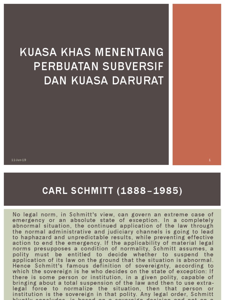 Kuasa Khas Menentang Perbuatan Subversif Dan Kuasa Darurat 2018 | PDF