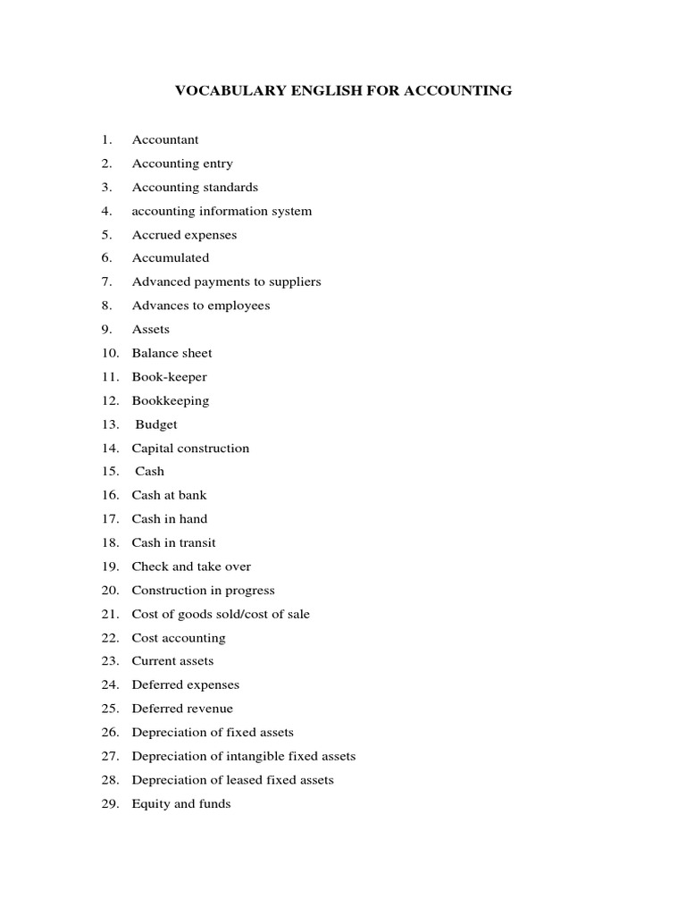 Vocabulary English For Accounting | Download Free PDF | Expense | Revenue