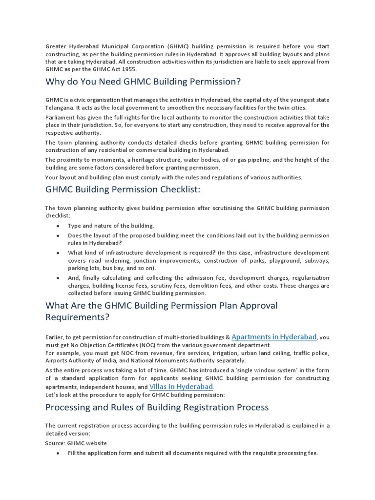 GHMC Building Permission Guide | PDF | Architect | Ownership
