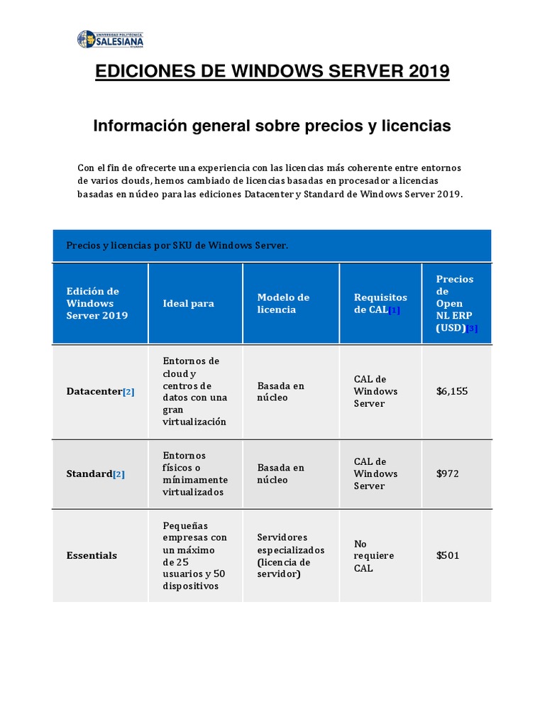 Ediciones de Windows Server 2019 | PDF | Virtualización | Microsoft Windows