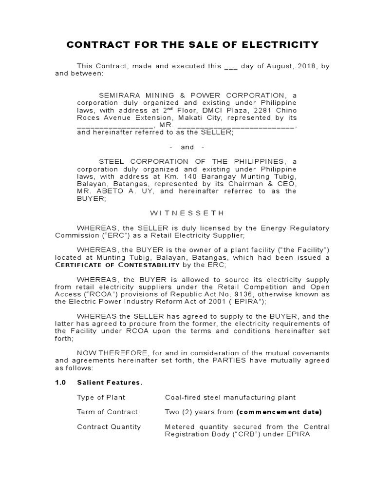 Power Supply Contract | PDF | Electric Power Transmission | Electric Power