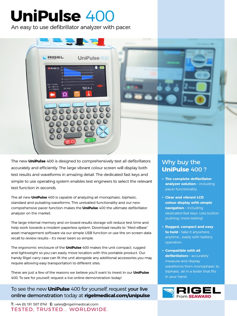 Unipulse 400 Datasheet Row Rev 13 Hi Res v1.3 | PDF | Electrocardiography | Electrophysiology