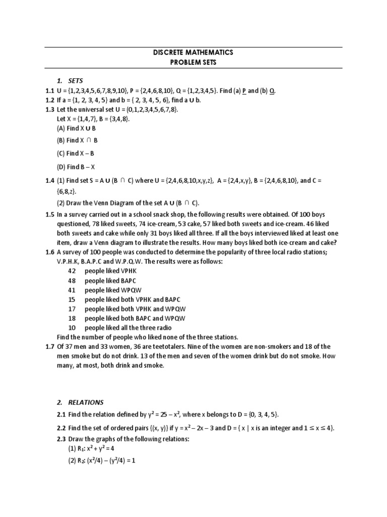 Discrete Math - Problem Sets | PDF | Syntax (Logic) | Reasoning