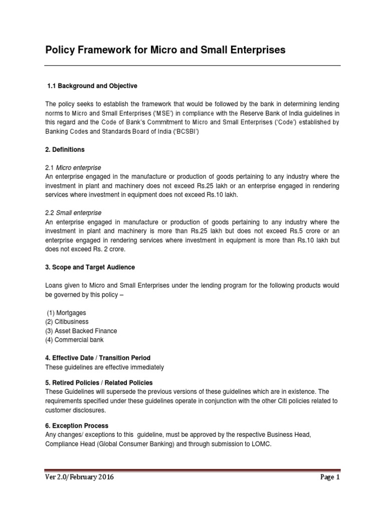 A Framework for Establishing Lending Policies and Guidelines to Support ...