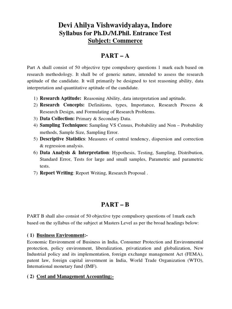 Davv PHD Enterance DET - SYLLABUS - 26032018 | PDF | Taxes ...