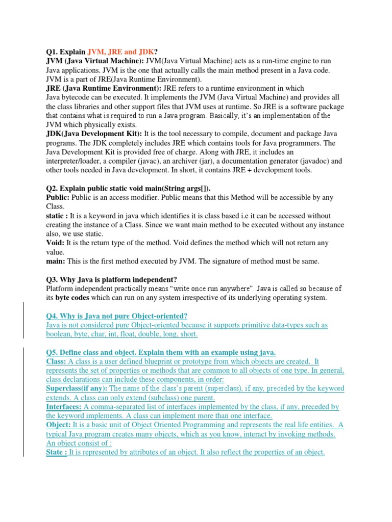 Java Interview Questions | PDF | Java Virtual Machine | Class (Computer Programming)