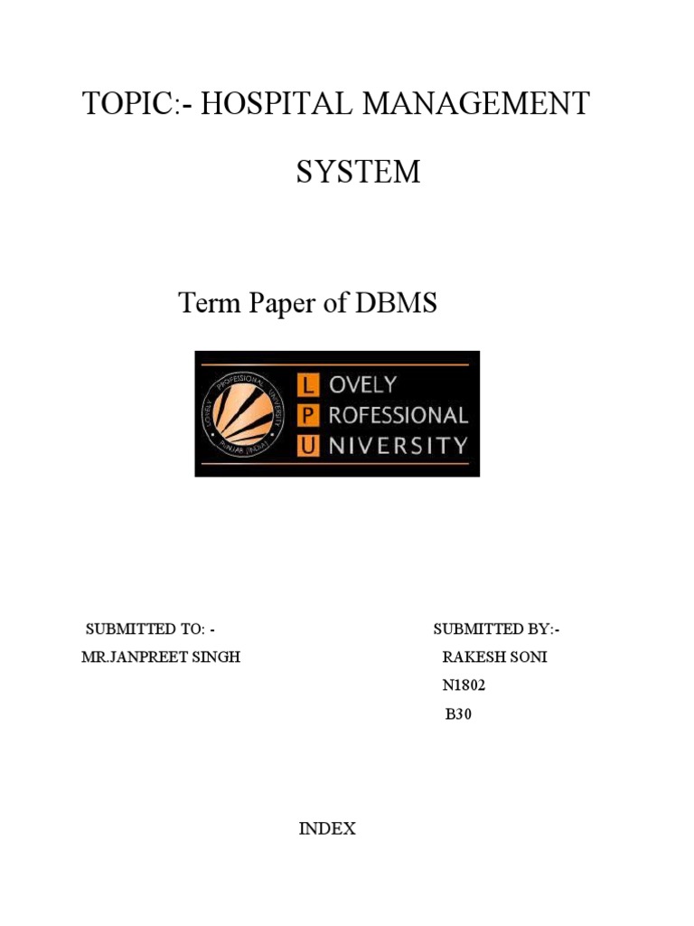 DBMS Final Term Paper | PDF | Databases | Patient
