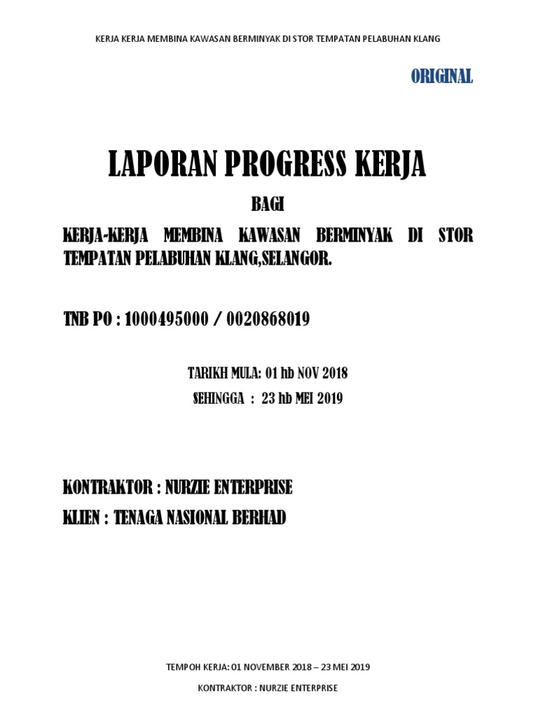 Laporan Progress Kerja Klang | PDF