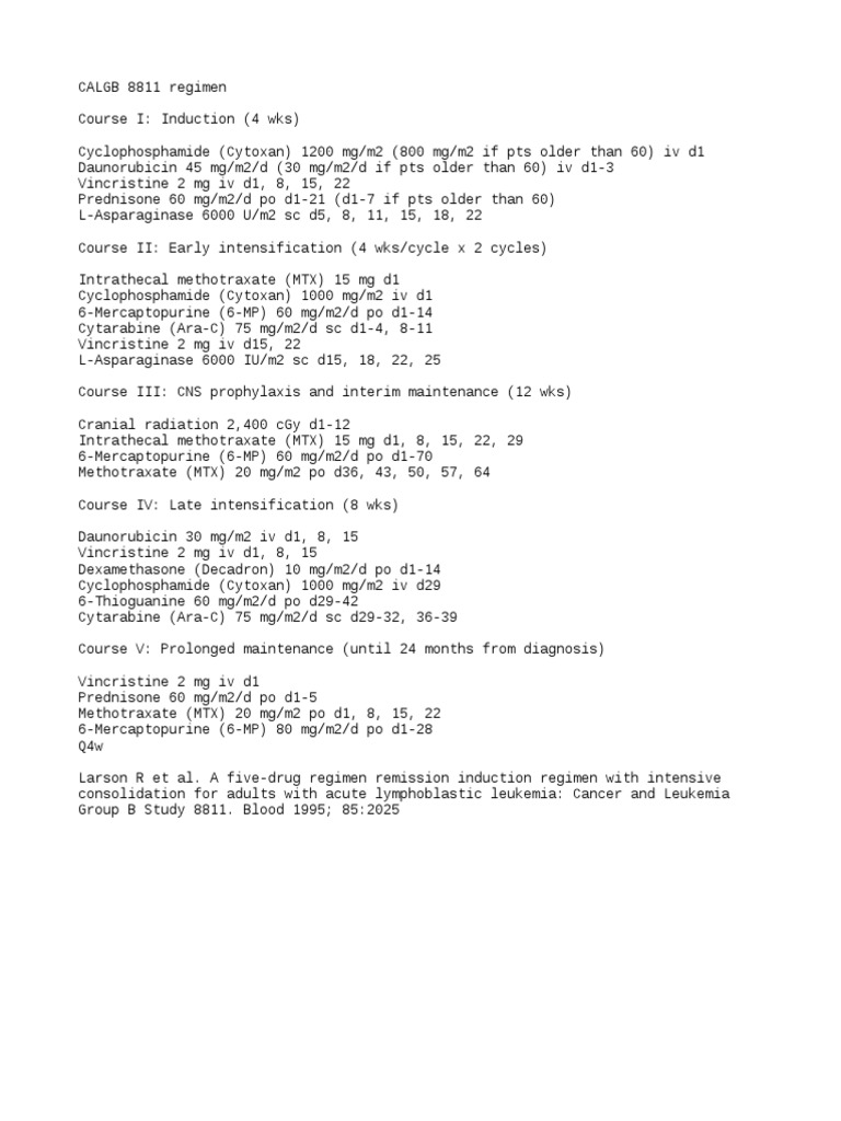 CALGB 8811 Chemotherapy Protocol | PDF | Science & Mathematics ...