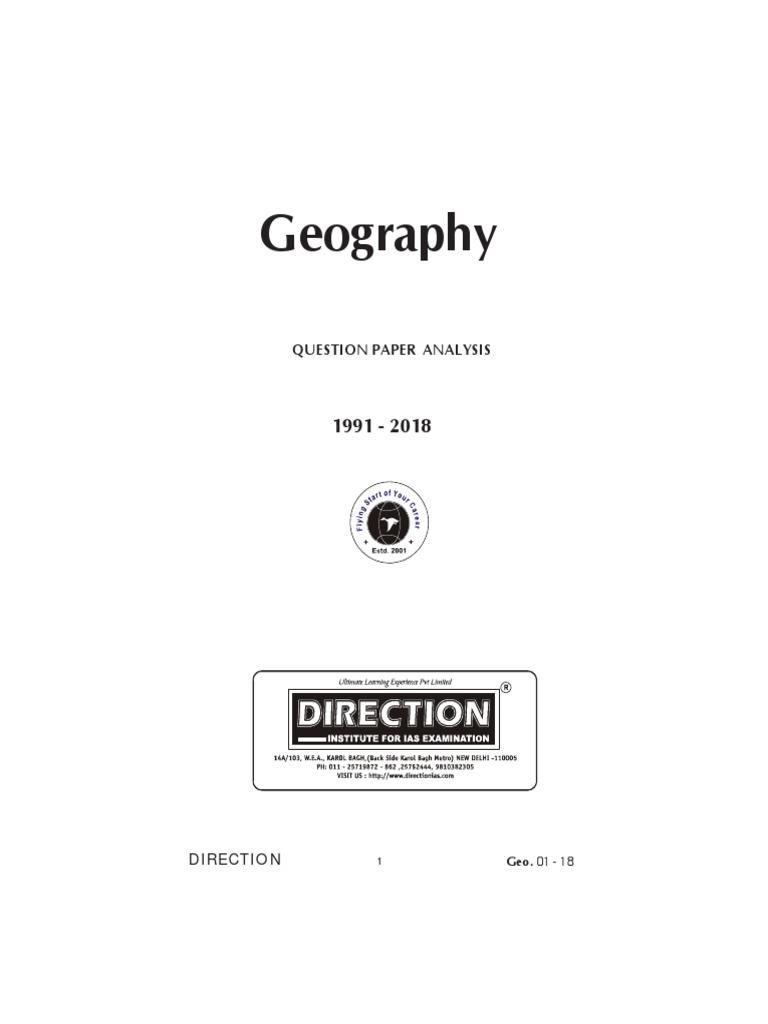 Geography 2018 Question Paper Analysis | PDF | Geomorphology | Ecology