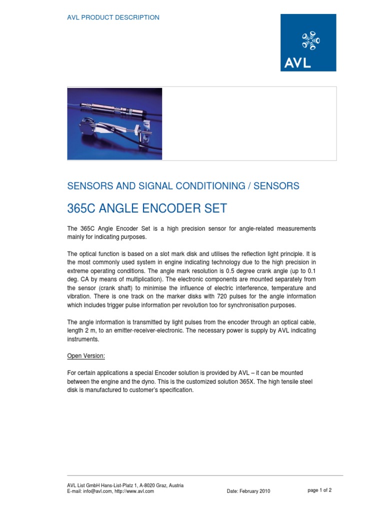 Angle Encoder 365C PS 2010 ENG Neu | PDF | Optics | Sensor