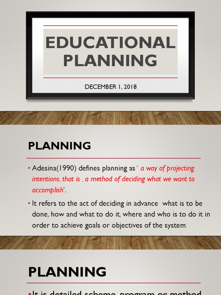 Effective Educational Planning Guide | PDF | Goal | Policy