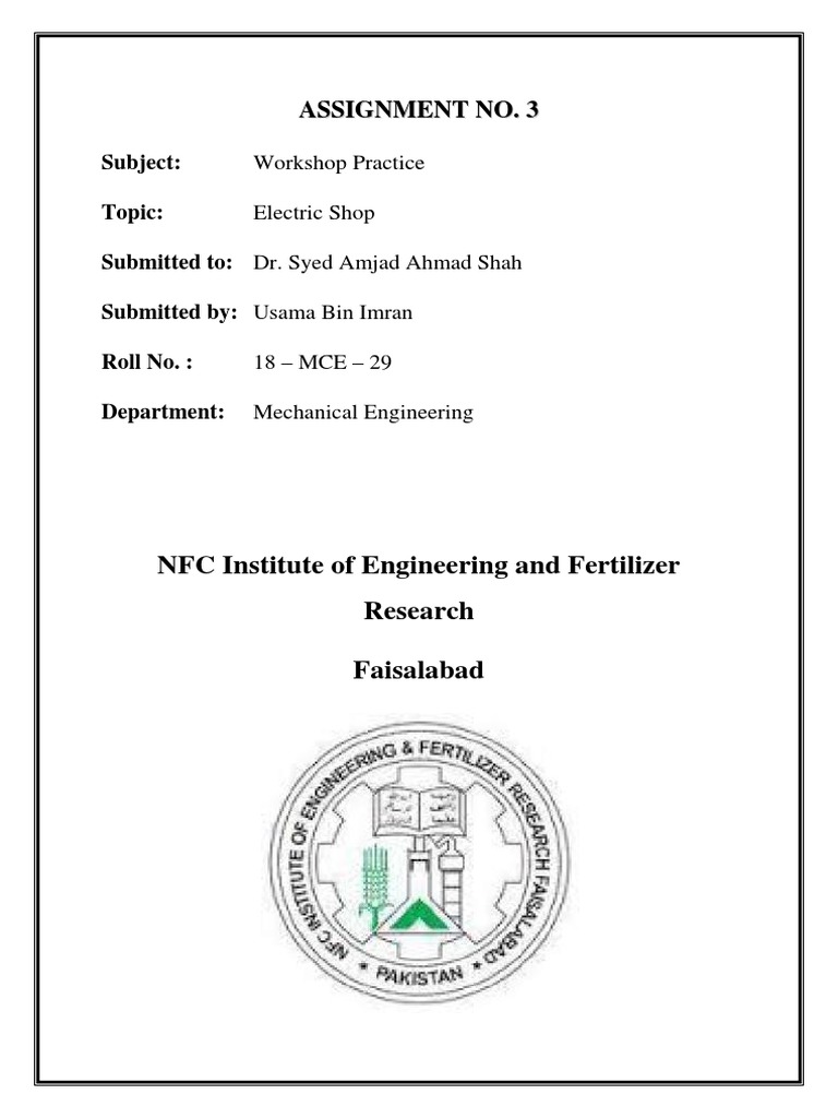 Assingment No 3 Electric Shop | PDF | Hammer | Screw
