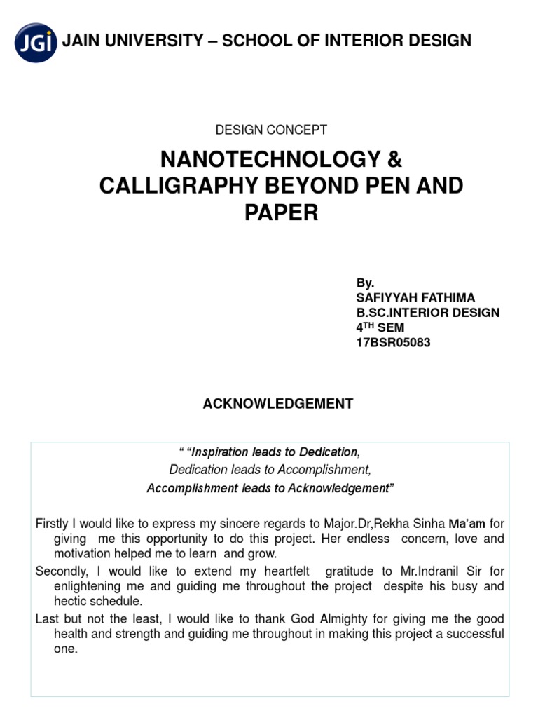 Nanotechnology & Calligraphy Beyond Pen and Paper: Jain University ...