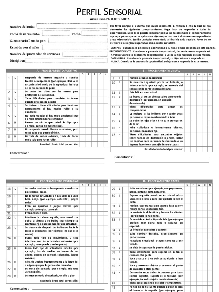 Perfil Sensorial | PDF | Las emociones | Naturaleza