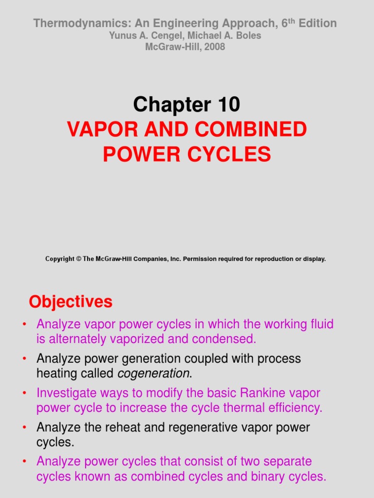 Vapor and Combined Power Cycles: Thermodynamics: An Engineering ...