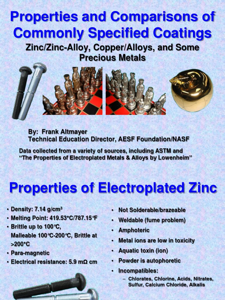 Properties and Comparisons of Commonly Specified Coatings: Zinc/Zinc ...