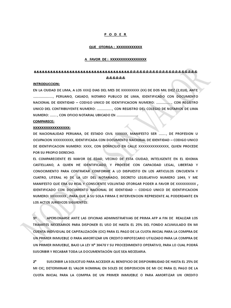 Modelo de Poder | PDF | Hipoteca Comercial | Finanzas y administración ...