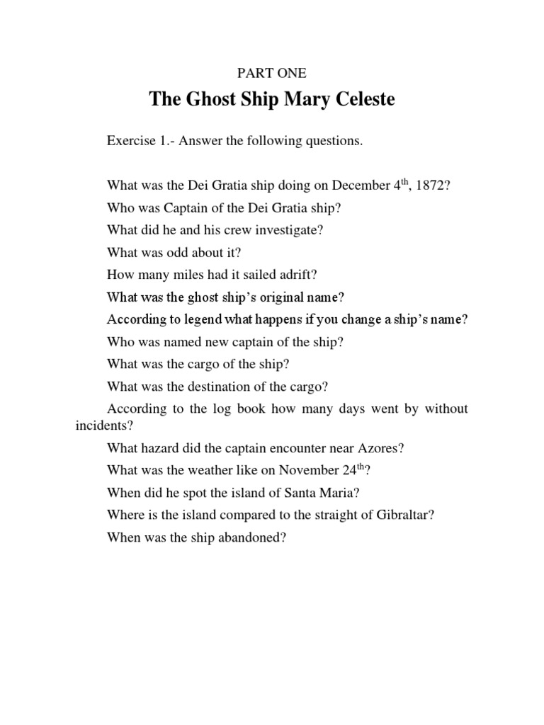 Mary Celeste Intermediate Exercises | PDF | Water Transport | Ships