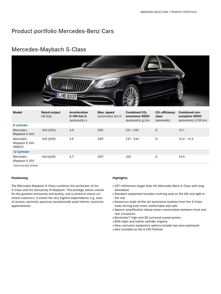 MBC Maybach S-Class PDF View | PDF | Mercedes Benz | Fuel Economy In ...