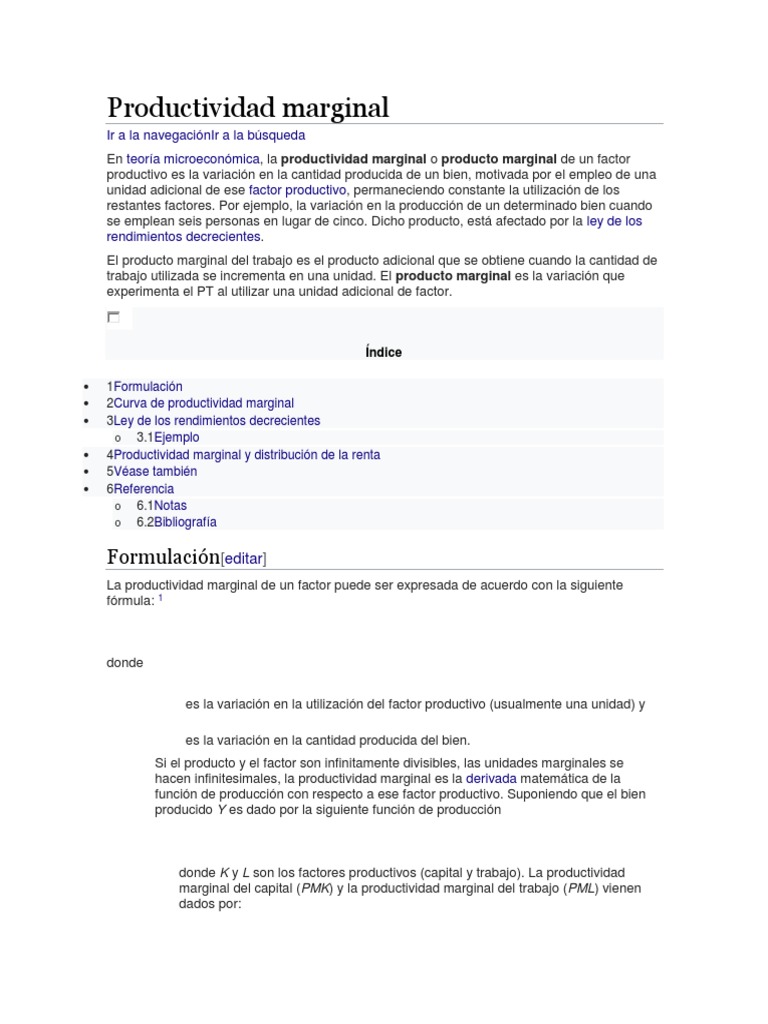 Productividad Marginal | PDF | Producción y fabricación | Negocios ...