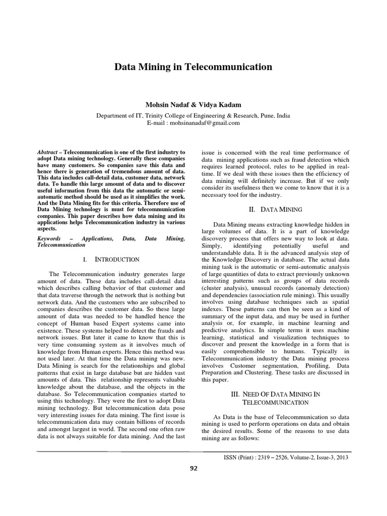 Telecom Data Mining Insights | PDF | Data Mining | Market Segmentation