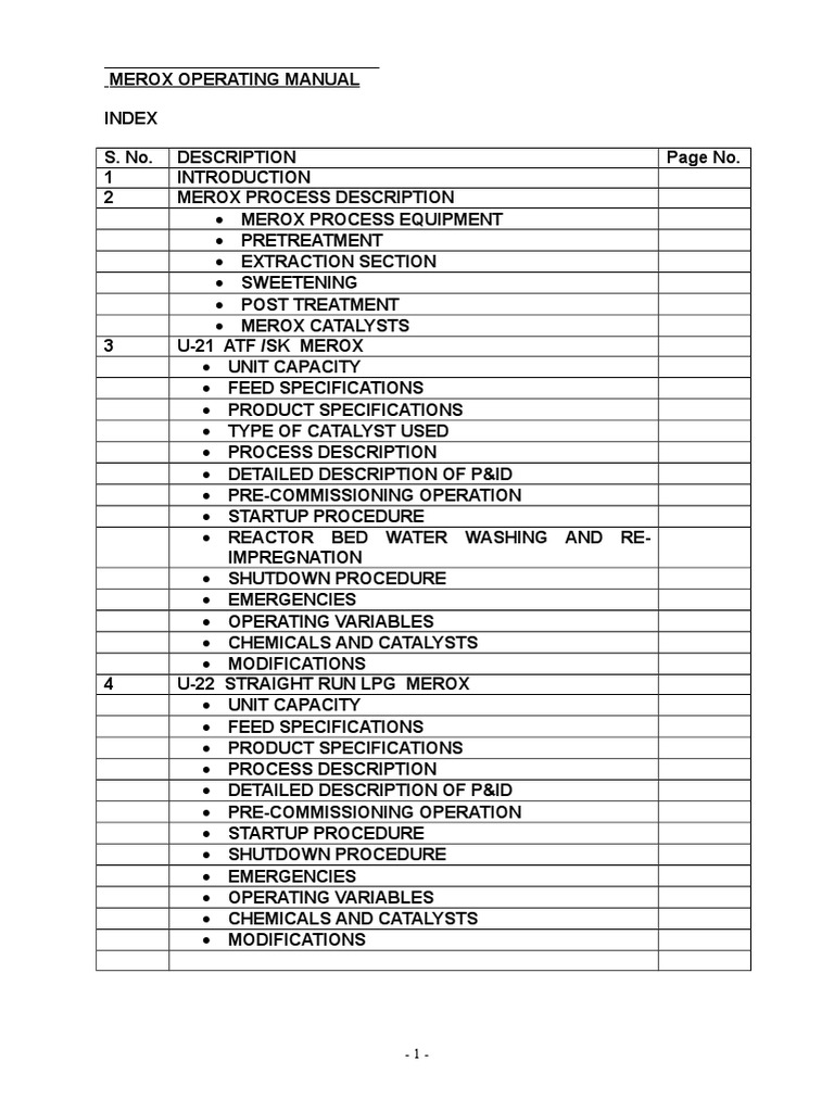 Merox Process Operations Guide | PDF | Chemical Process Engineering ...