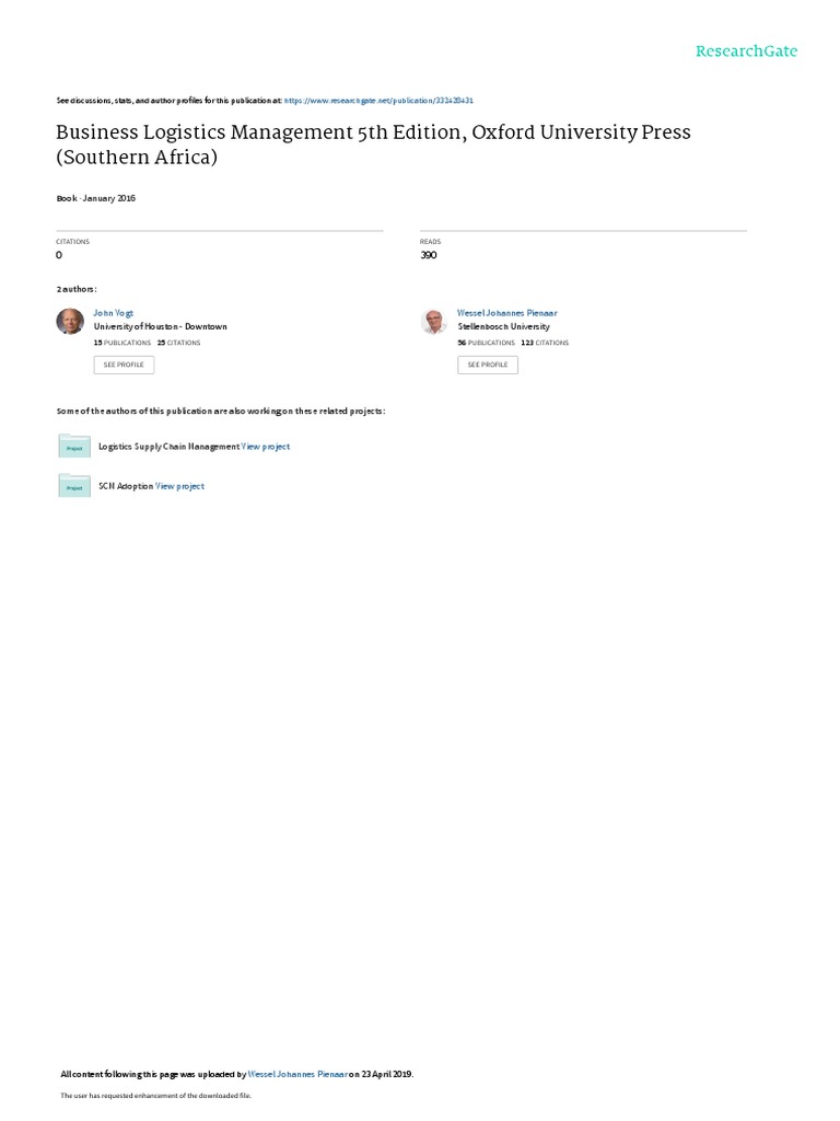 BusinessLogisticsManagementFifthEdition PDF | PDF | Logistics | Supply ...