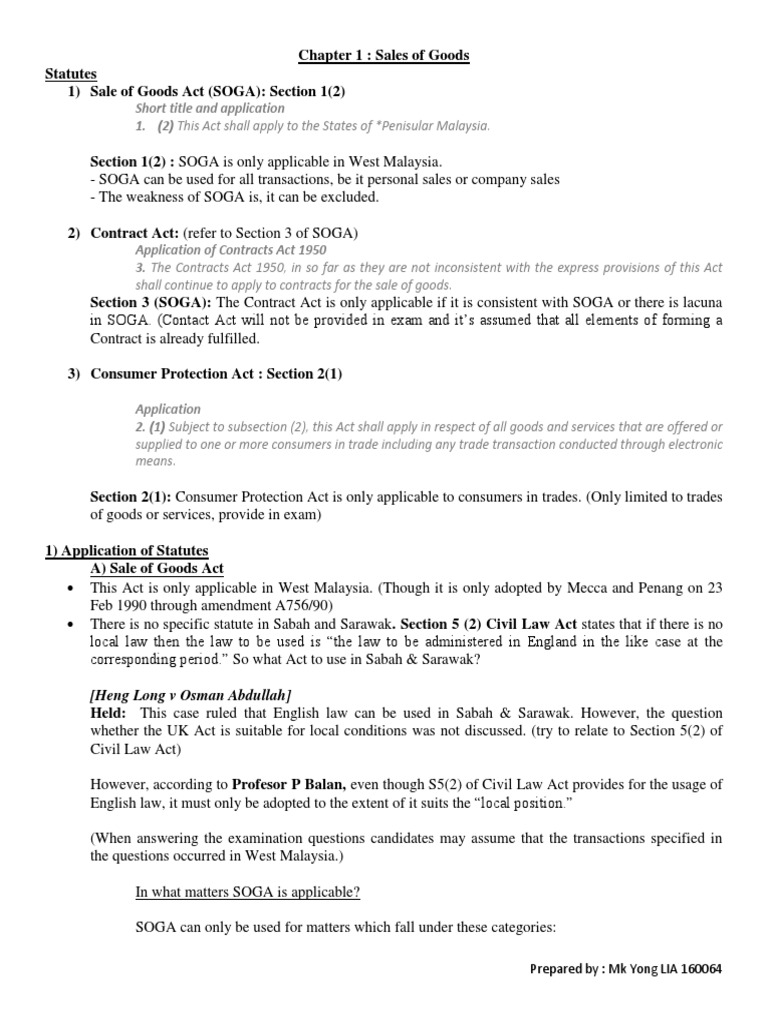 Navigating the Applicable Statutes for Sales of Goods Transactions ...