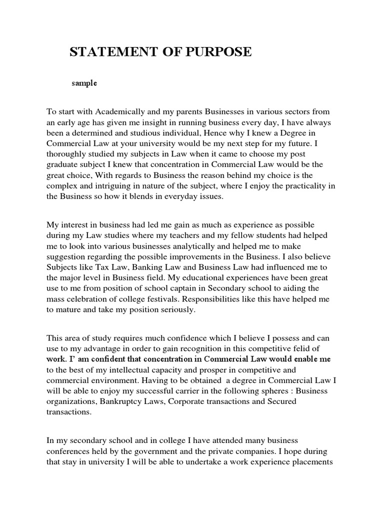 Sample Statement of Purpose For Canada | PDF | University | Business