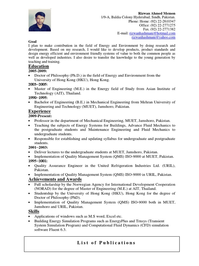DR Rizwan CV For Web PDF | PDF | Engineering | Applied And ...