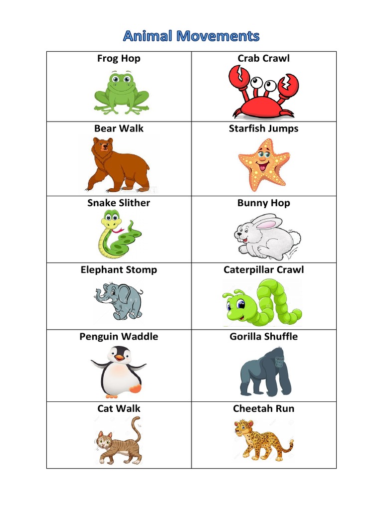 Animal Movement Activities for Kids | PDF