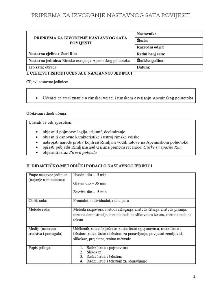 Priprema Za Sat - PRIMJER 1 | PDF