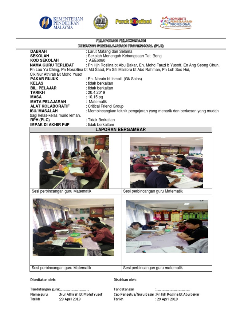 LAPORAN PLC PPD Matematik (Crirical Friend Group) | PDF