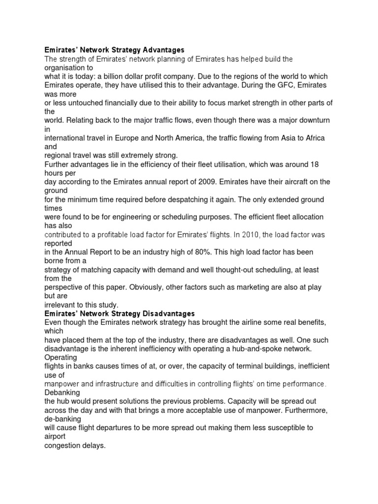 Emirates Network Strategy Advantages | PDF | Emirates (Airline ...