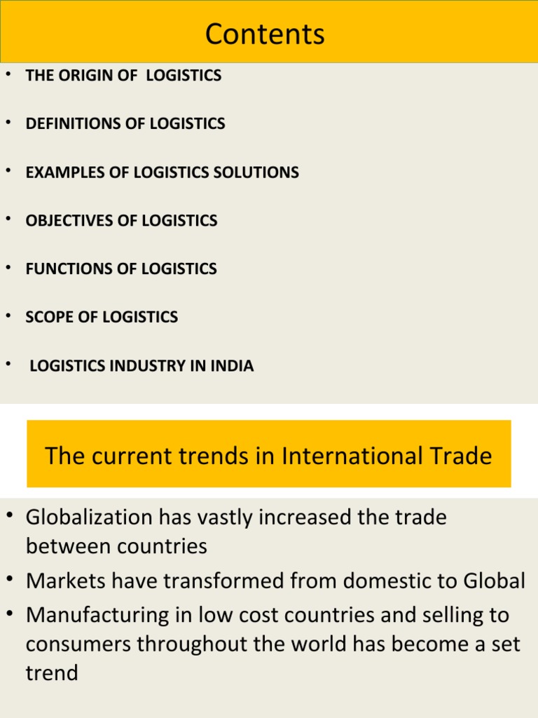 The Origin of Logistics - Definitions of Logistics - Examples of ...