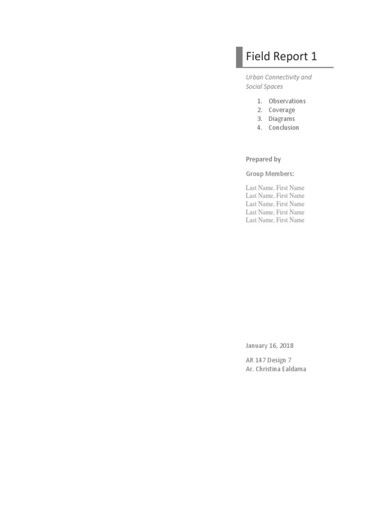 Sample Field Report | PDF | Parks | Transport