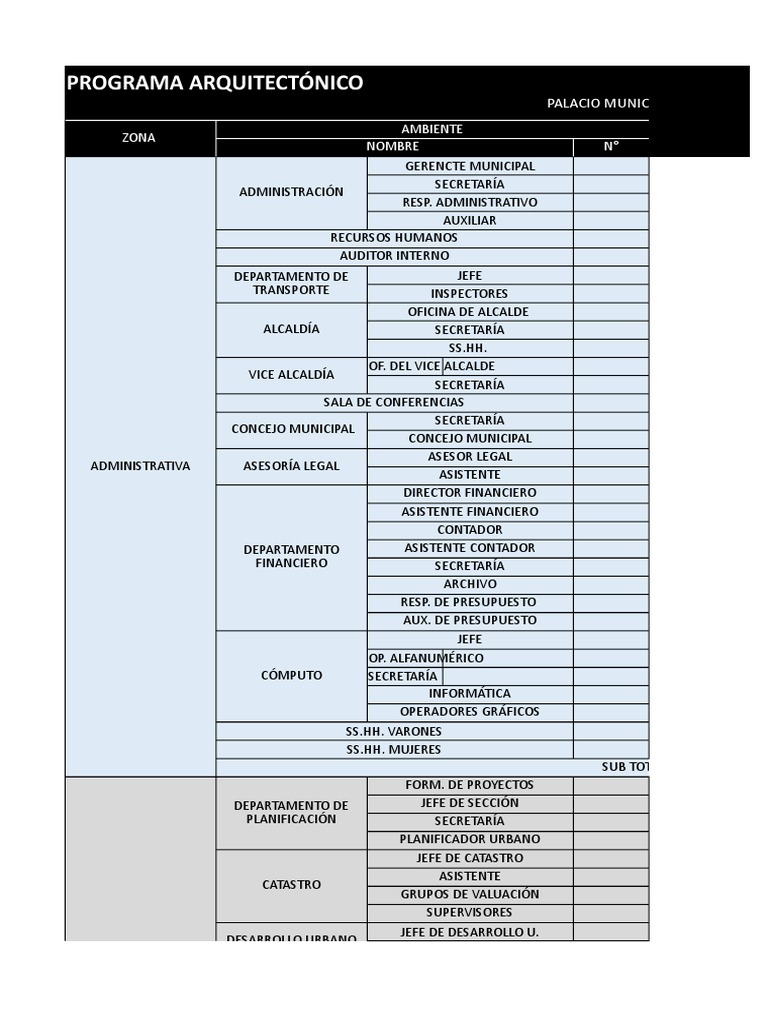 Programa Arquitectonico Palacio Municipal | PDF | Business