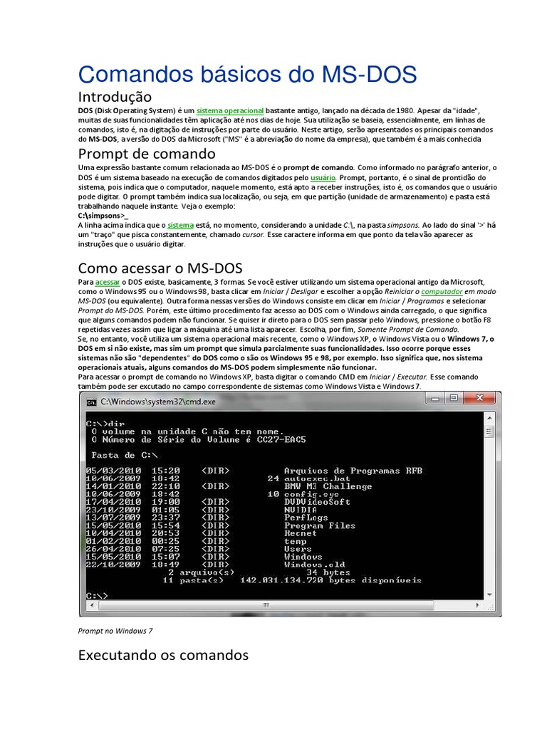 Comandos Básicos Do MS | PDF | Windows Vista | DOS