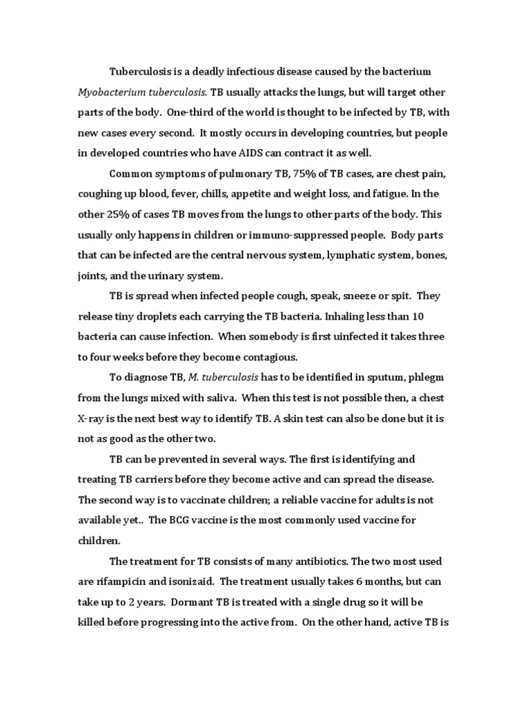 Tuberculosis Paper | PDF | Tuberculosis | Infection