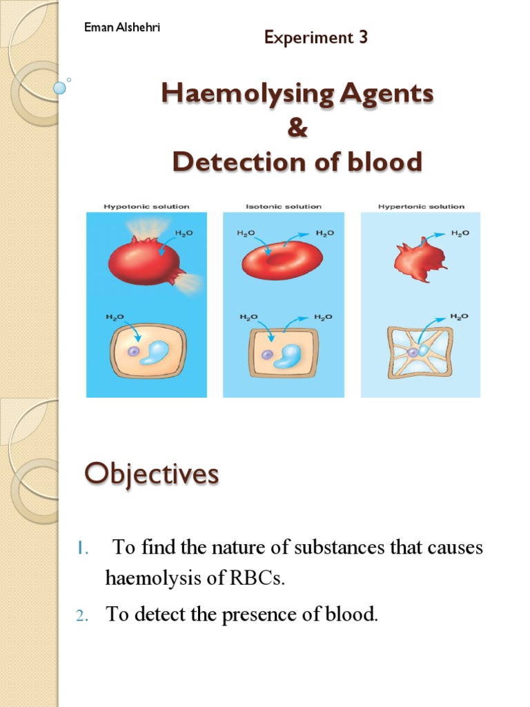 Haemolysing Agents & Detection of Blood: Experiment 3 | PDF | Saline ...