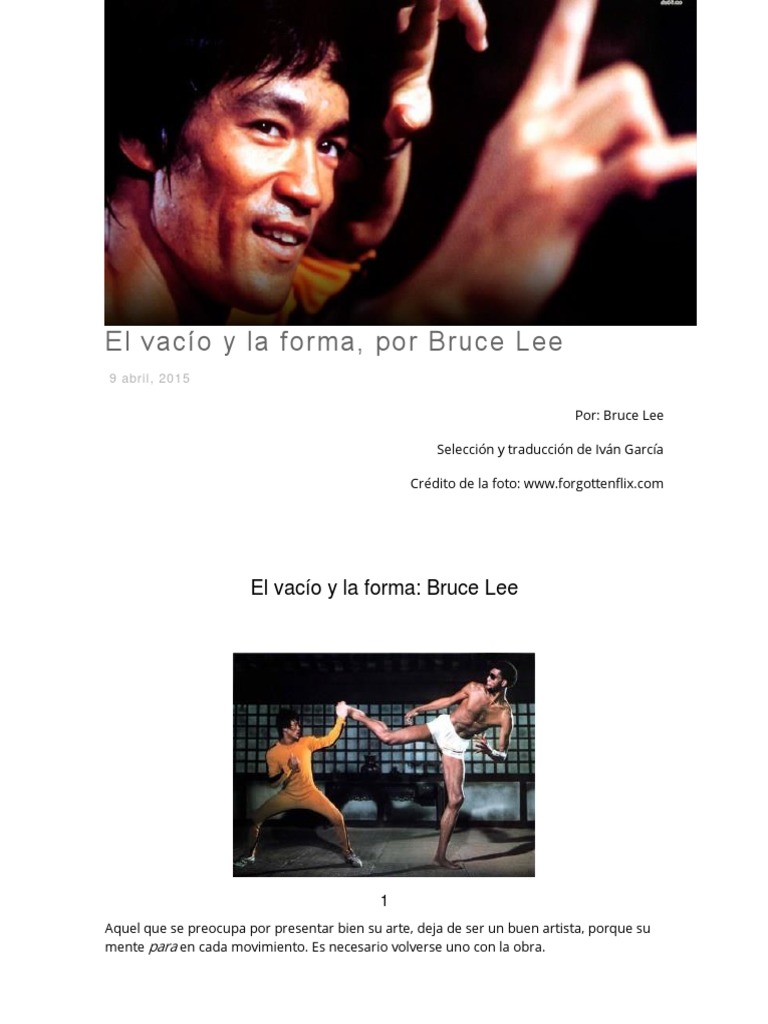 El Vacío y La Forma, Por Bruce Lee | PDF | Jeet Kune Do | Conocimiento