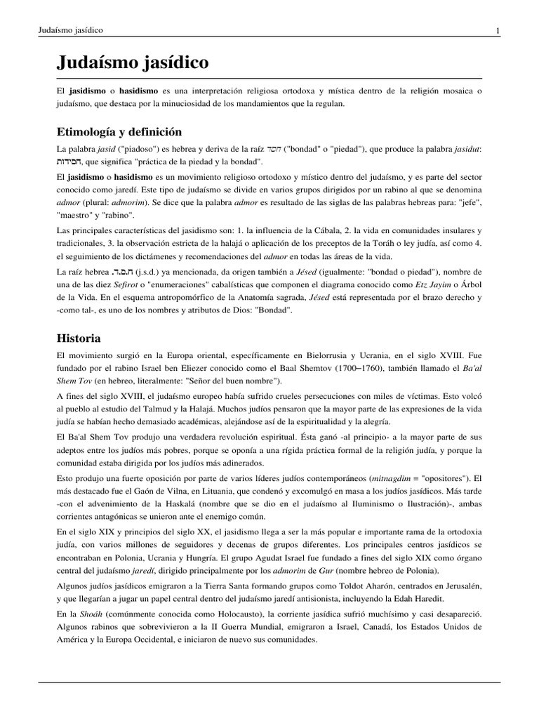 Introducción al Judaísmo Jasídico | PDF | Judaísmo jasídico | Judios y ...