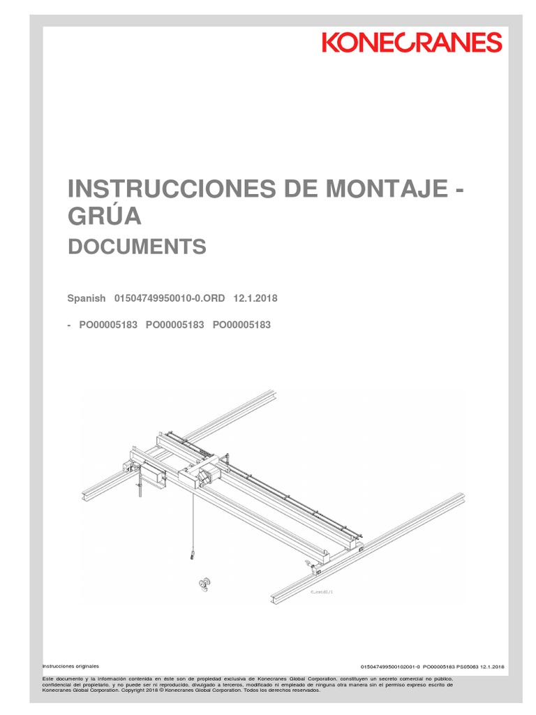 Instrucciones de Montaje Grua Konecrane | PDF | Tornillo | Bienes manufacturados