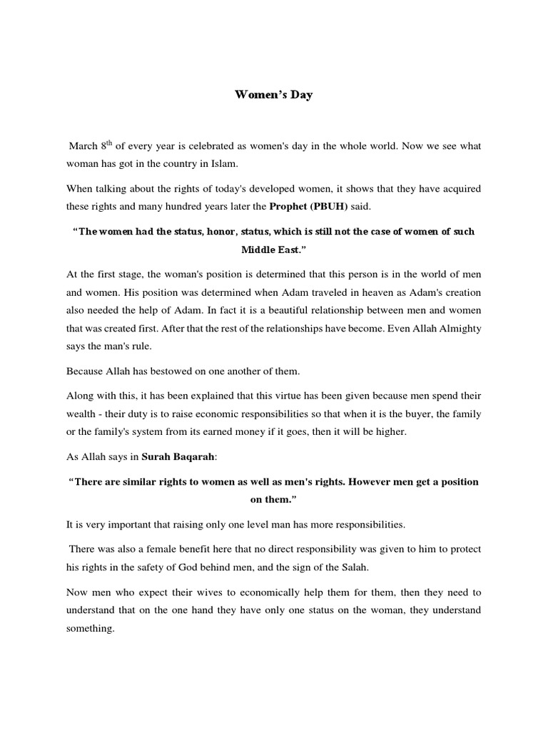 Women's Day: "The Women Had The Status, Honor, Status, Which Is Still ...