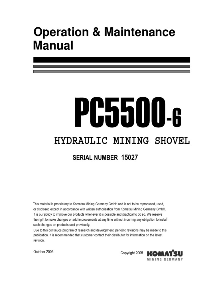 Manual O y M PC5500-6 | PDF | Motor Oil | Electrician